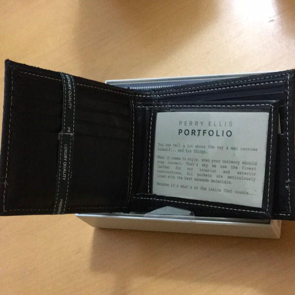 Perry Ellis | Bags | Mens Perry Ellis Nwt Black Leather Wallet | Poshmark